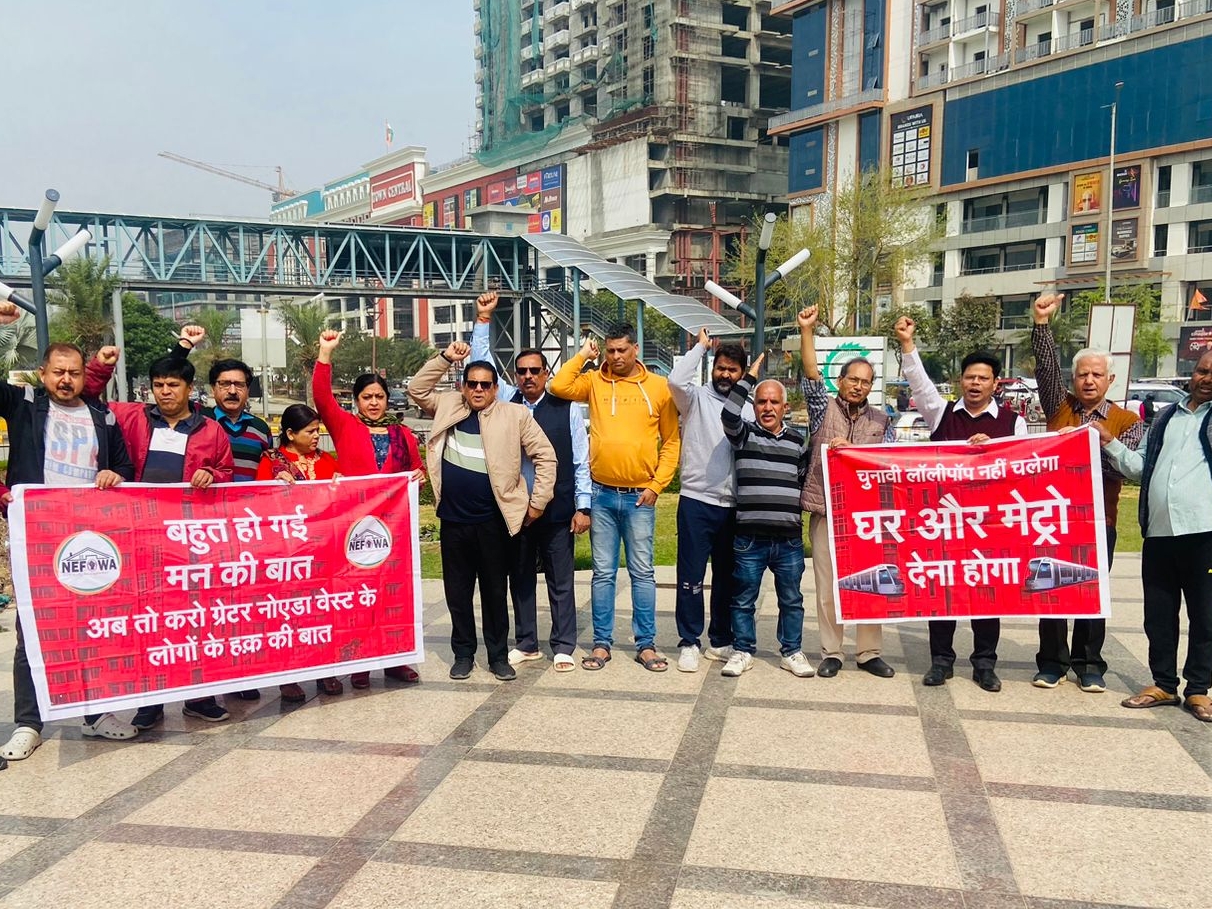 People demonstrated in Greater Noida West
