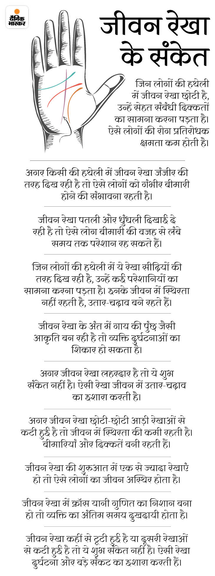 Astrology Palm Reading Life Line (Hast Rekha) Prediction | Jeevan Rekha ...