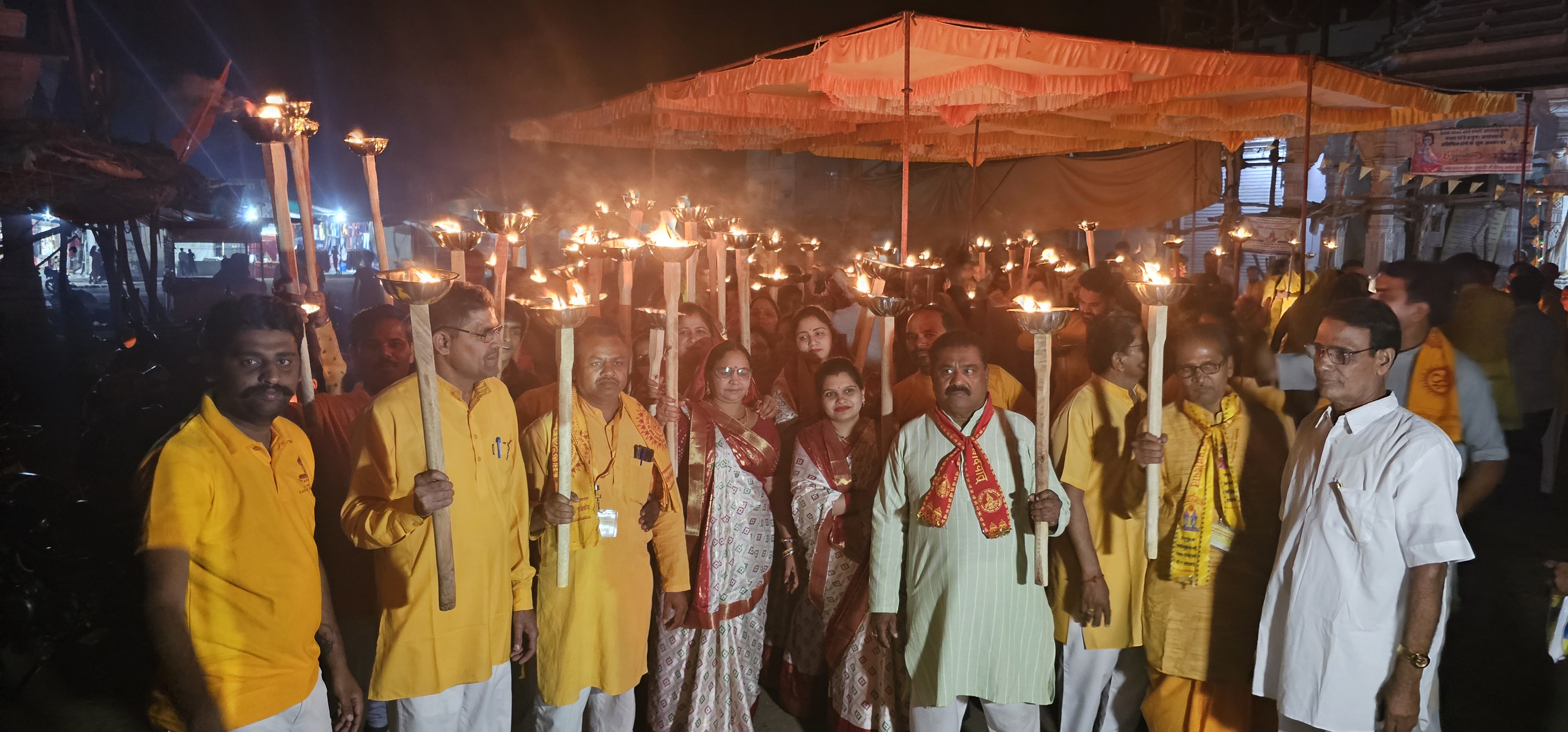 Gayatri family members took out a torchlight procession in Ghatol ...