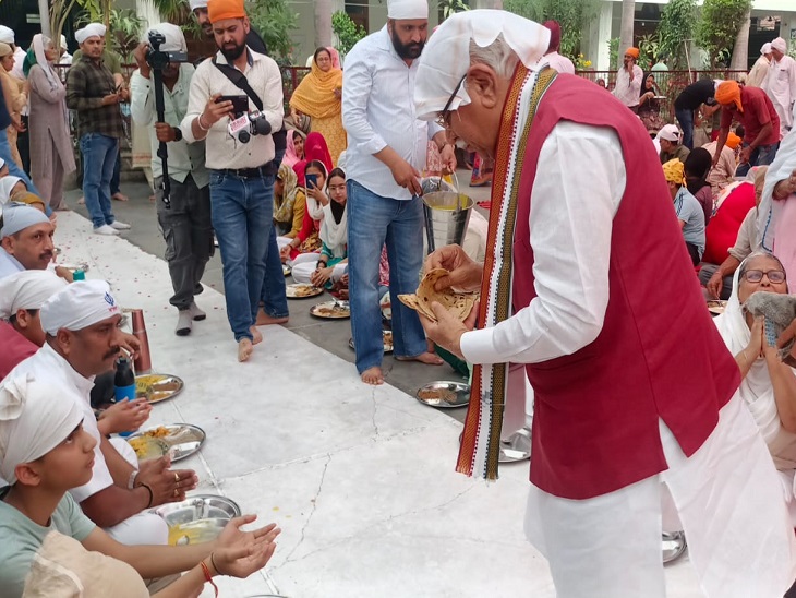 Haryana Karnal Former CM Manohar Lal Baisakhi festival update news, served at Nirmal Kutiya ...