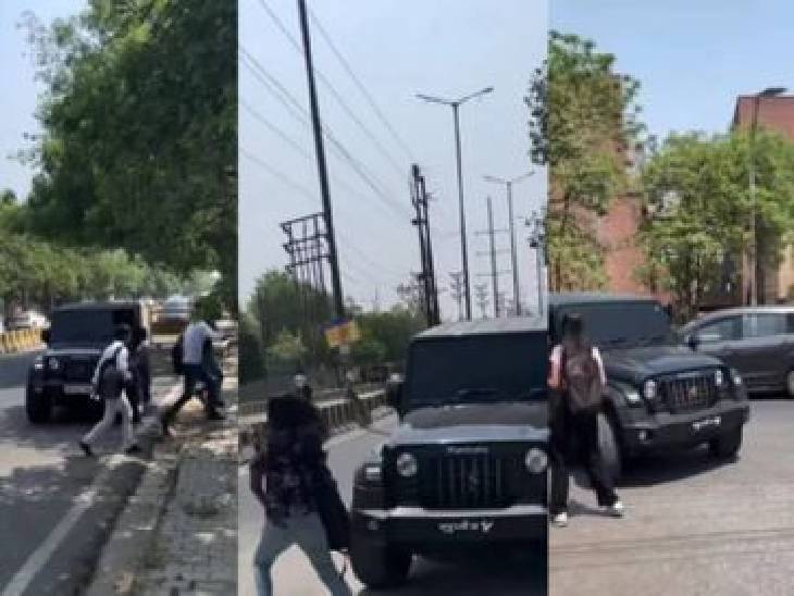 Black Thar stunt in Noida Attempt to hit girl and youth challan of Rs ...