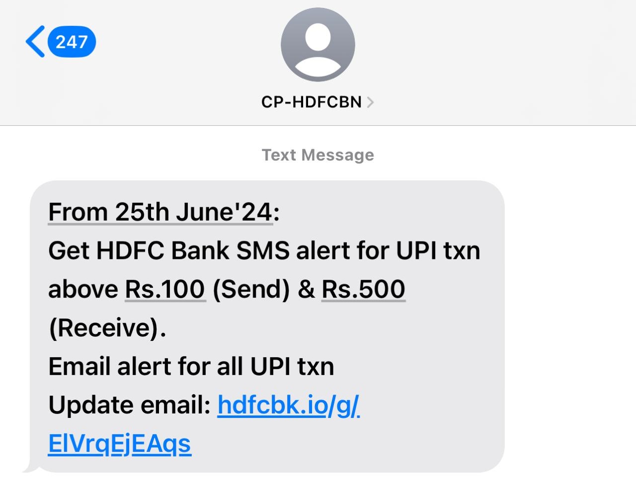 HDFC Bank UPI Transaction SMS Alert Update | HDFC SMS Banking | HDFC ₹100 तक के UPI ट्रांजैक्शन ...