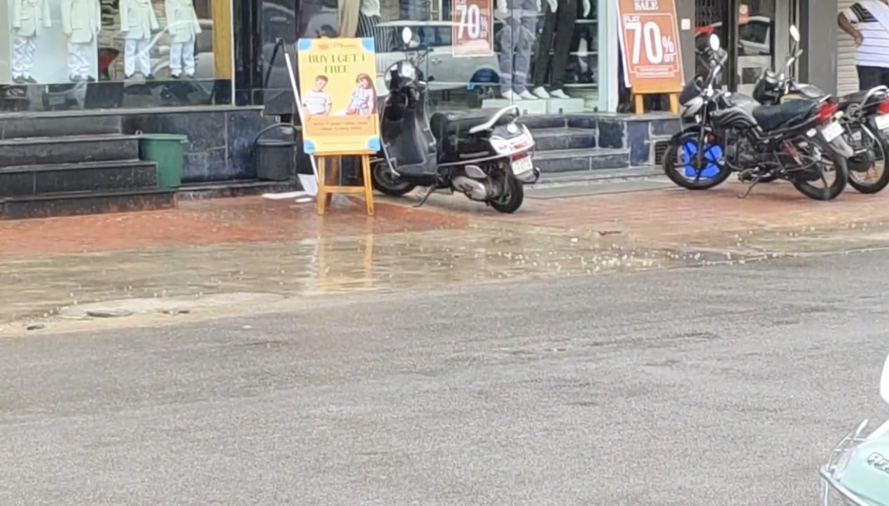 A short spell of rain left the roads wet