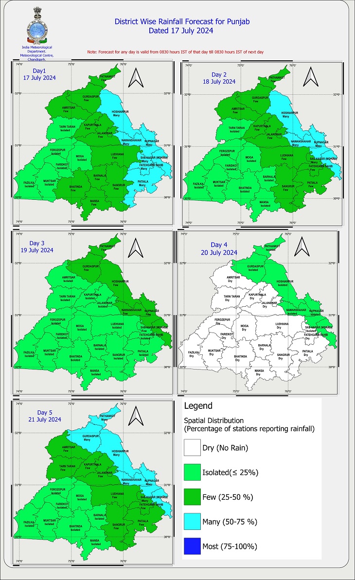 Punjab Weather Update ; Rain Forecast Monsoon Activity | Amritsar ...