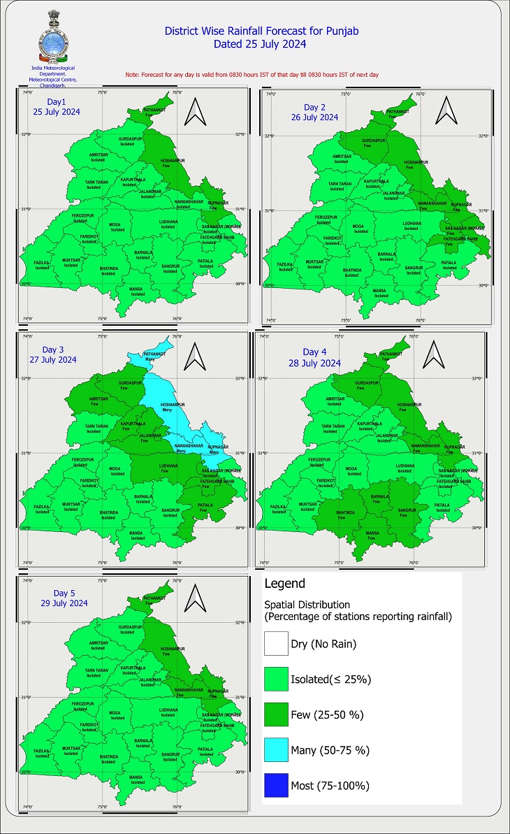 Punjab Weather Report ; Monsoon Update Rain Alert City Temperature ...
