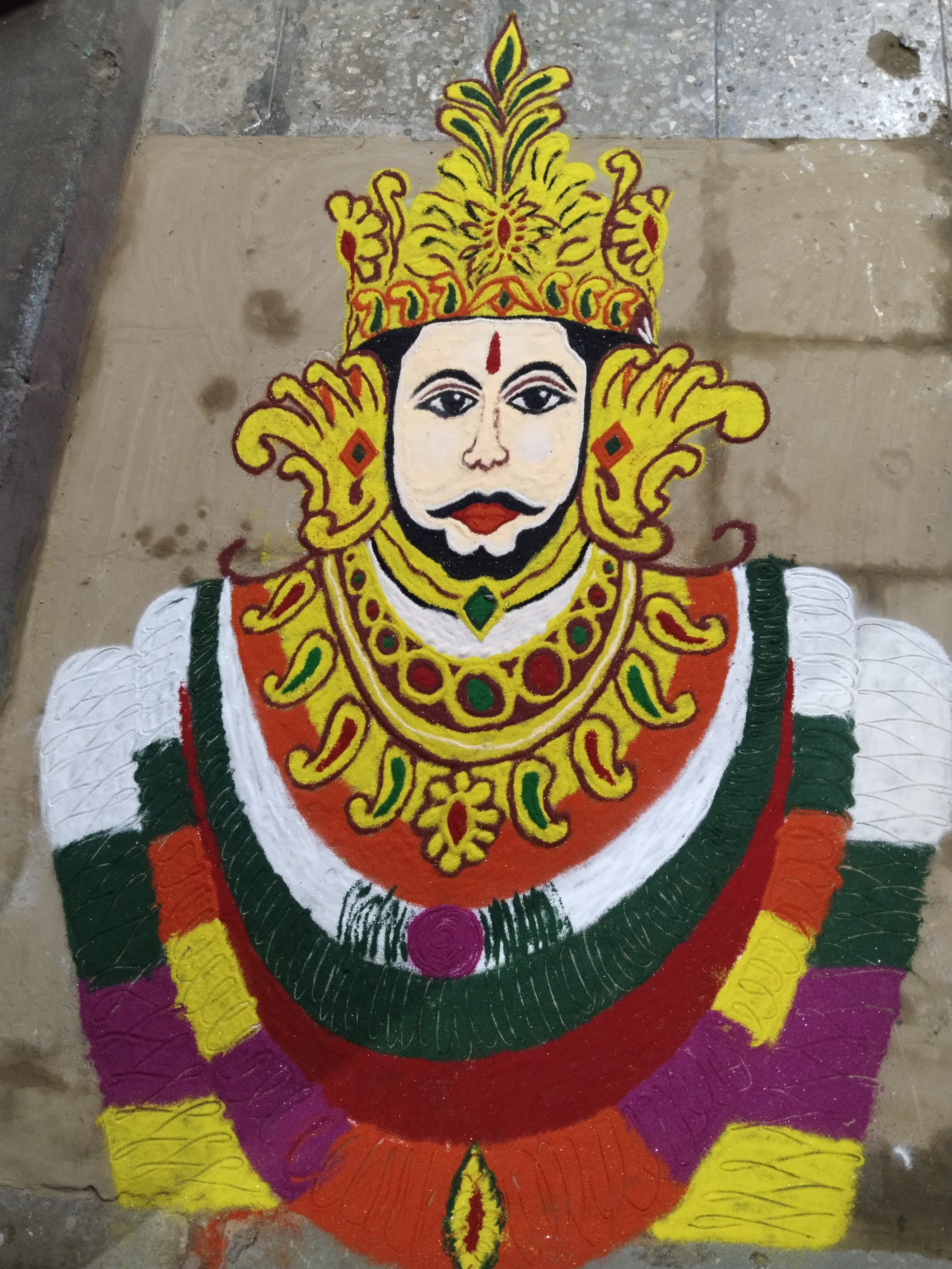 Khatu Shyam Baba's figure was made with Rangoli on his birthday ...