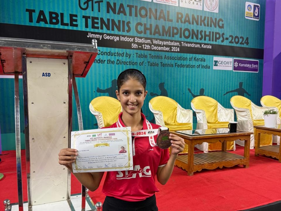 Charkhi Dadri Avni won bronze medal National Table Tennis Championship ...