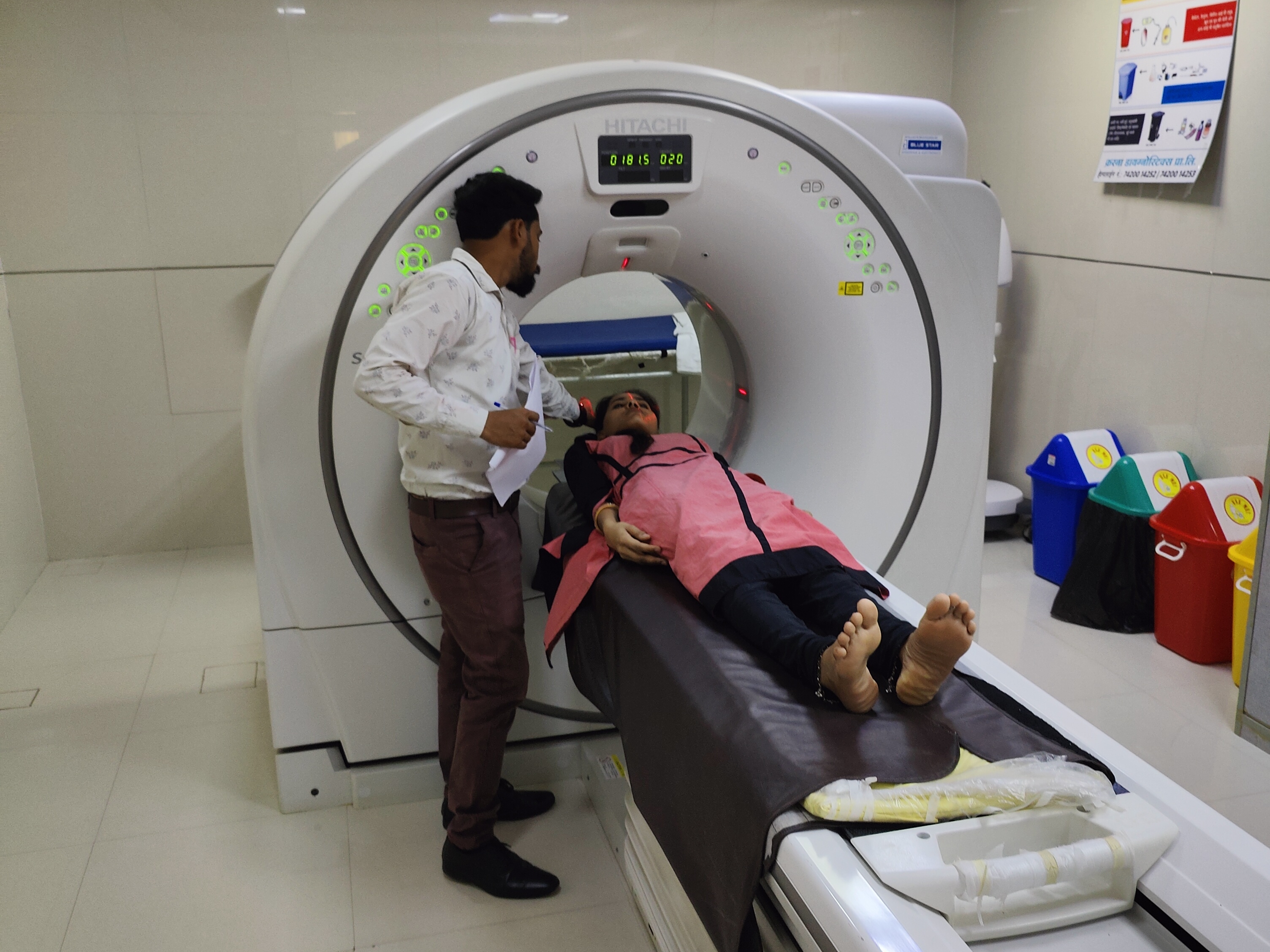 The CT scan machine was repaired in the hospital after twenty days