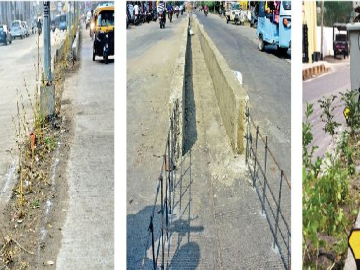 Divider: Started at 2 feet on Civil Line-Tili Road, reduced to 6 inches ...