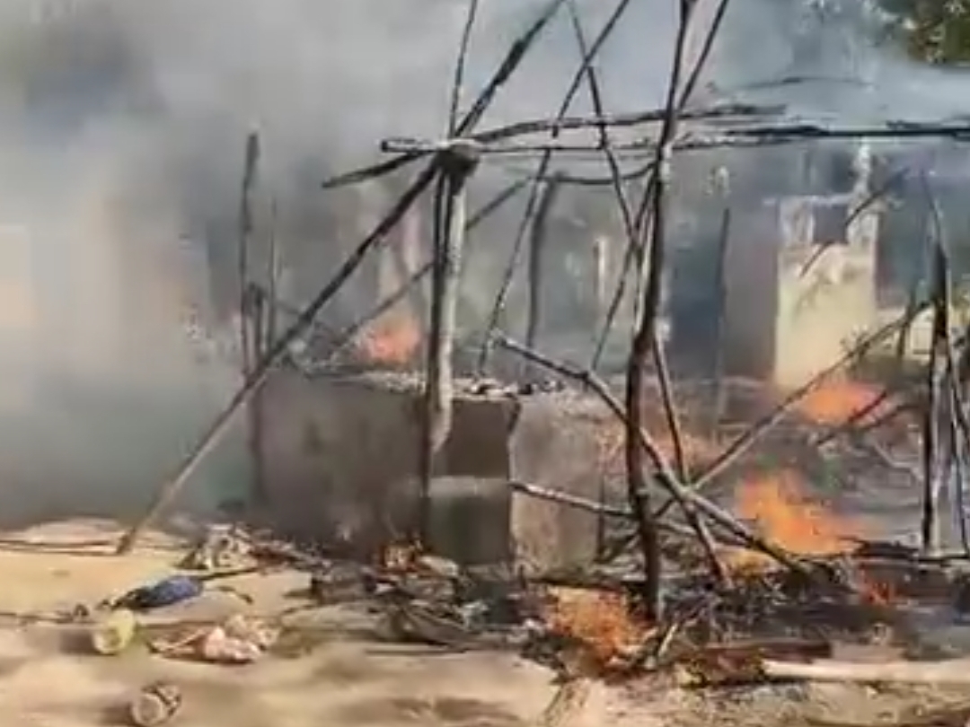 A drug addict set a poor family's hut on fire