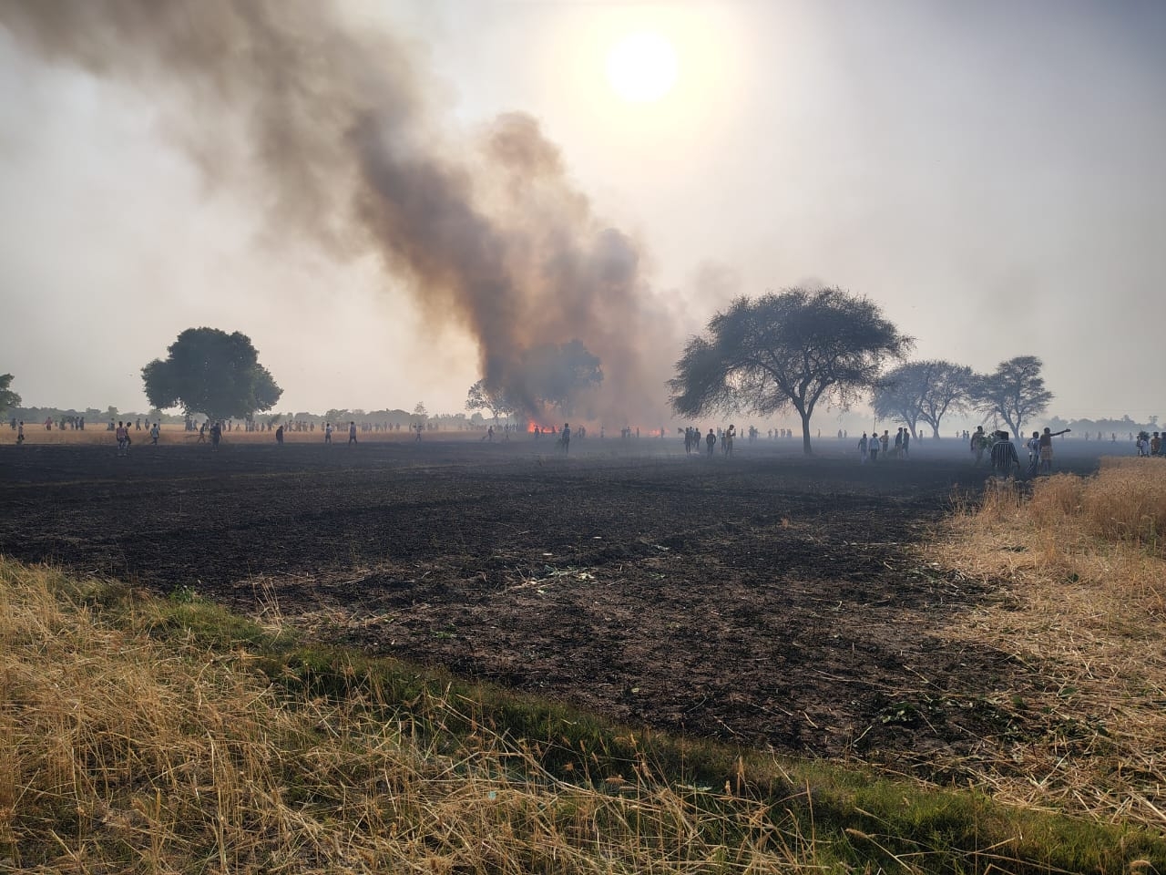 A huge fire broke out due to tractor engine explosion