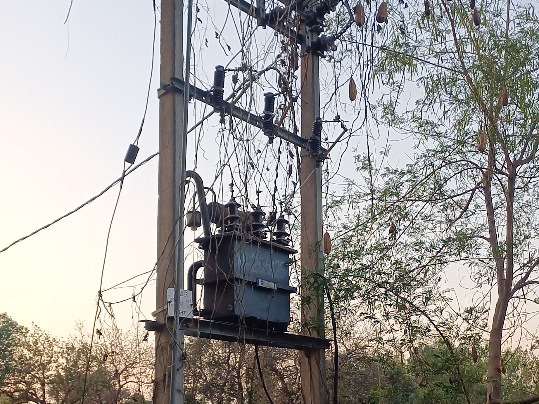 Power line broken, transformer damaged