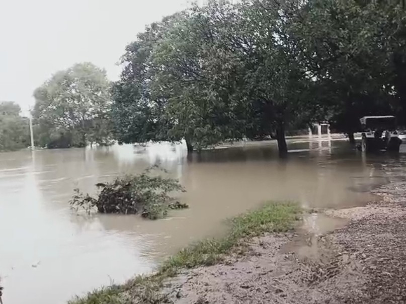 The Rapta bridge built on the Lapri river has been submerged for two days
