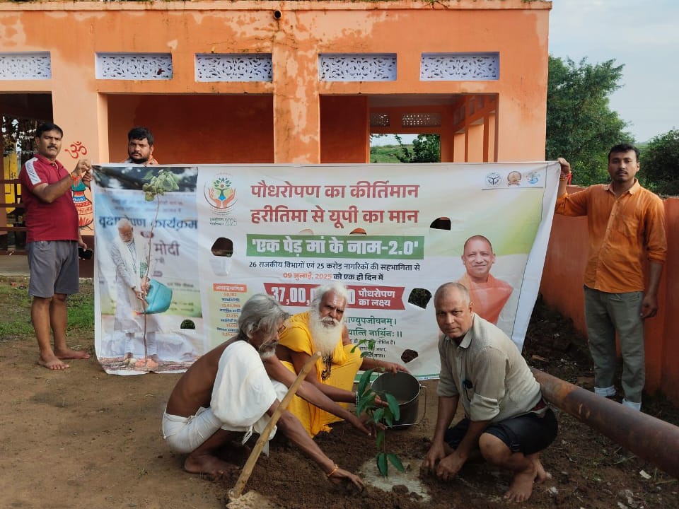 Ganga Warriors planted saplings in the Shiva temple in Jigana