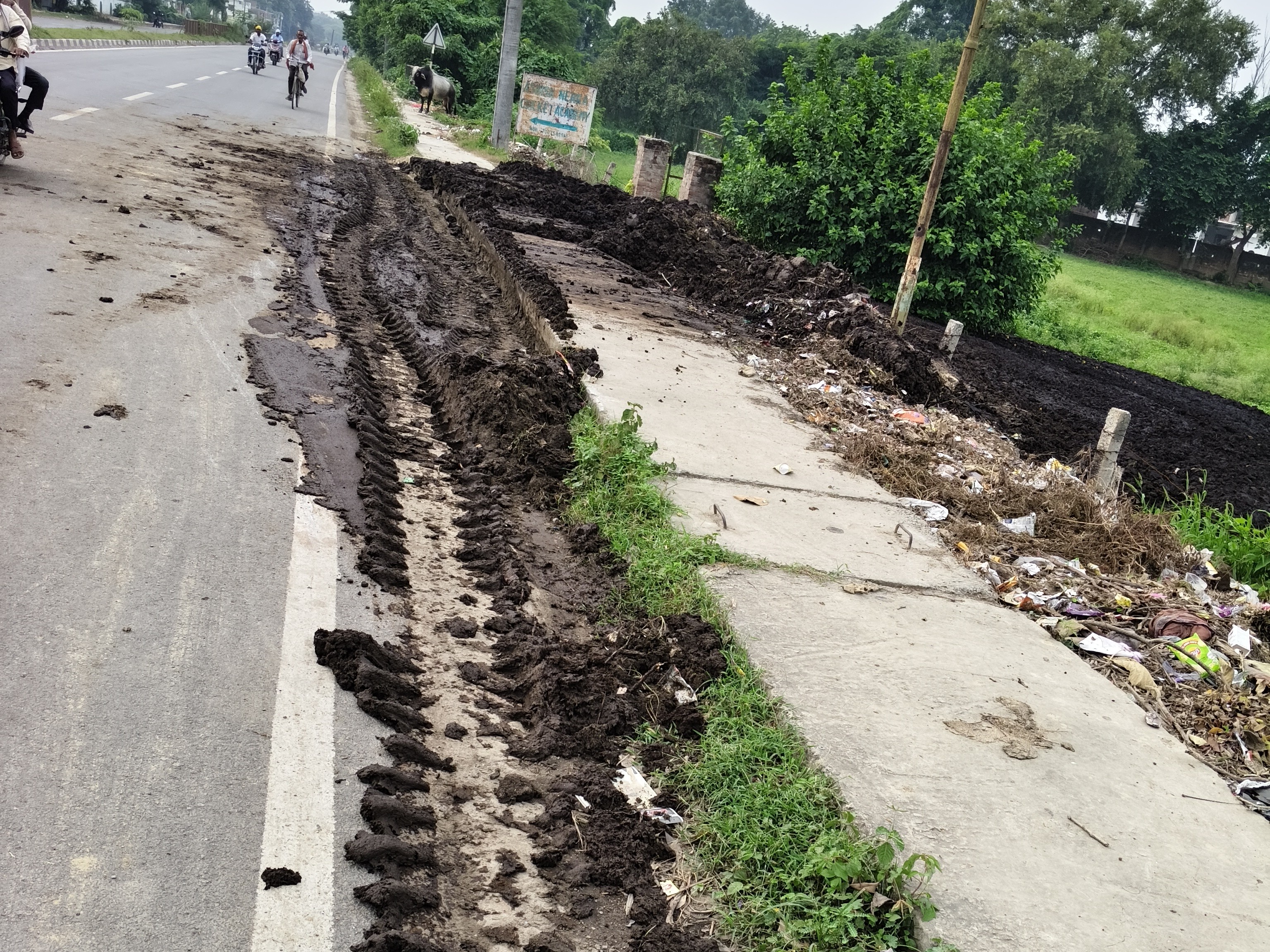 Accidents due to throwing dung and garbage on the road
