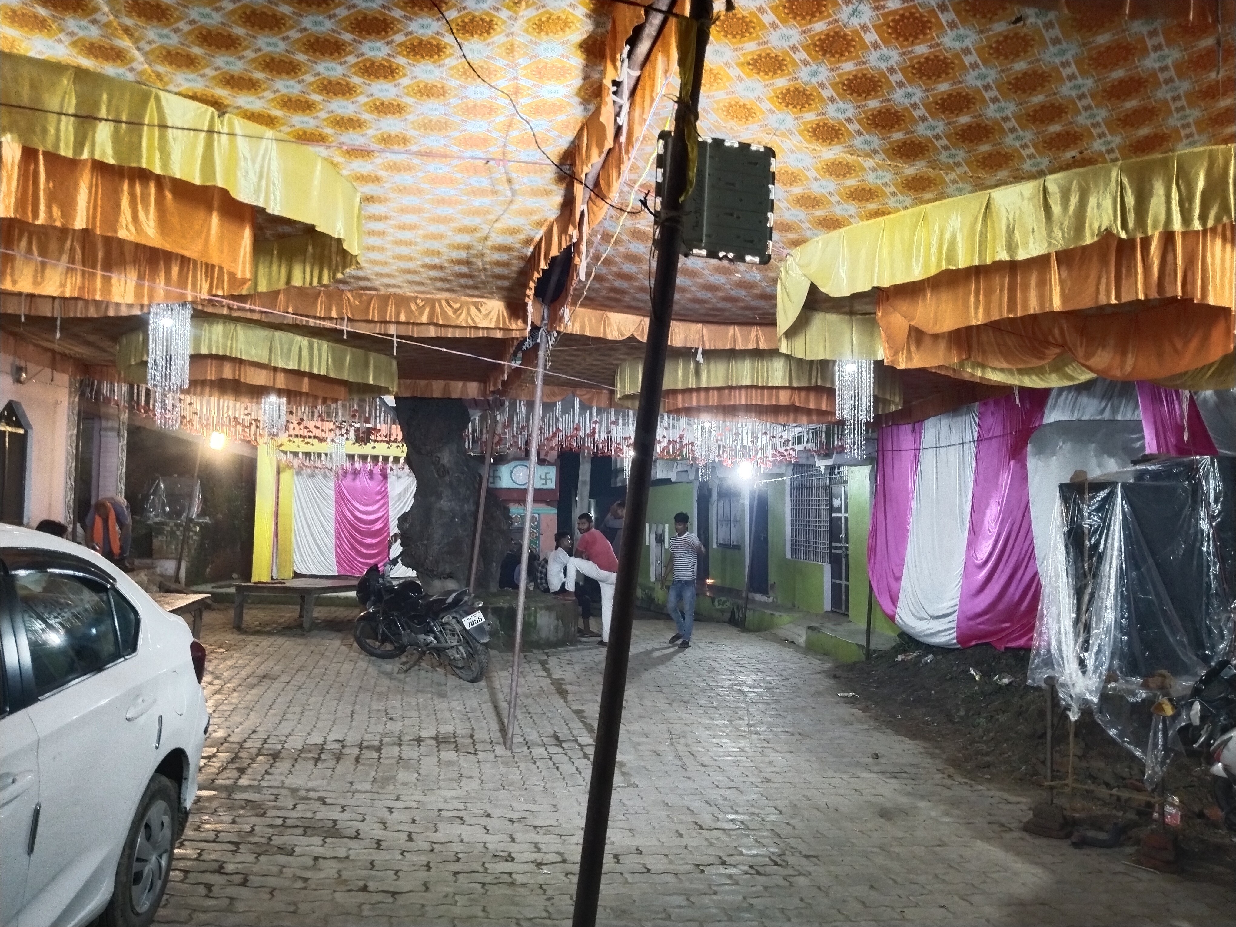 Idols of Goddess Durga adorn the pandals during Navratri.