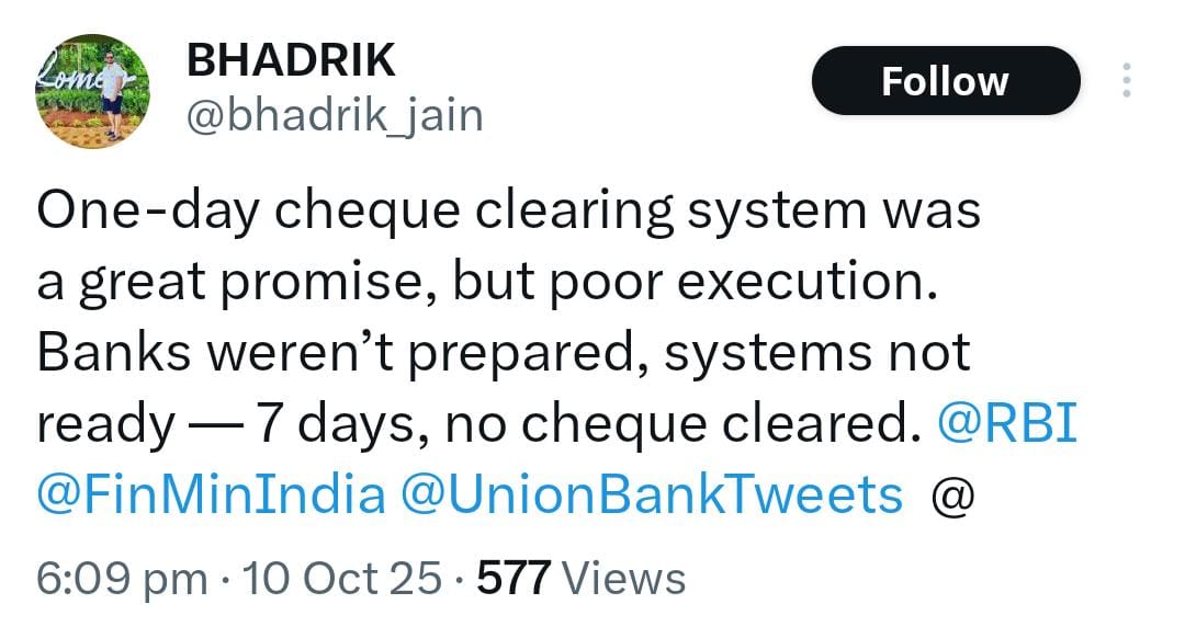 RBI’s new real-time cheque clearing system faces glitches Transactions ...