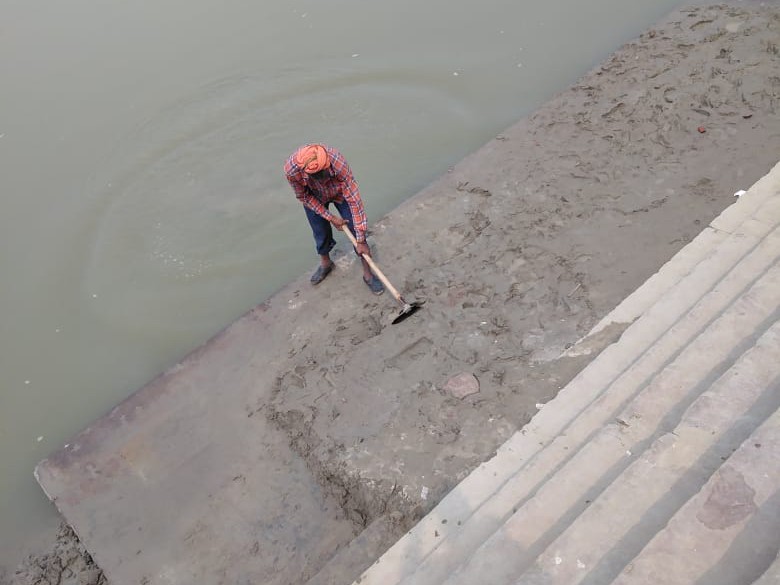 Cleaning of Ganga Ghats before Chhath Puja