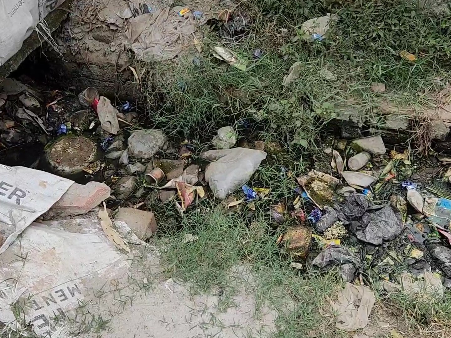 Piles of garbage on the Marhara-Piwari road | मारहरा-पिवारी मार्ग पर ...