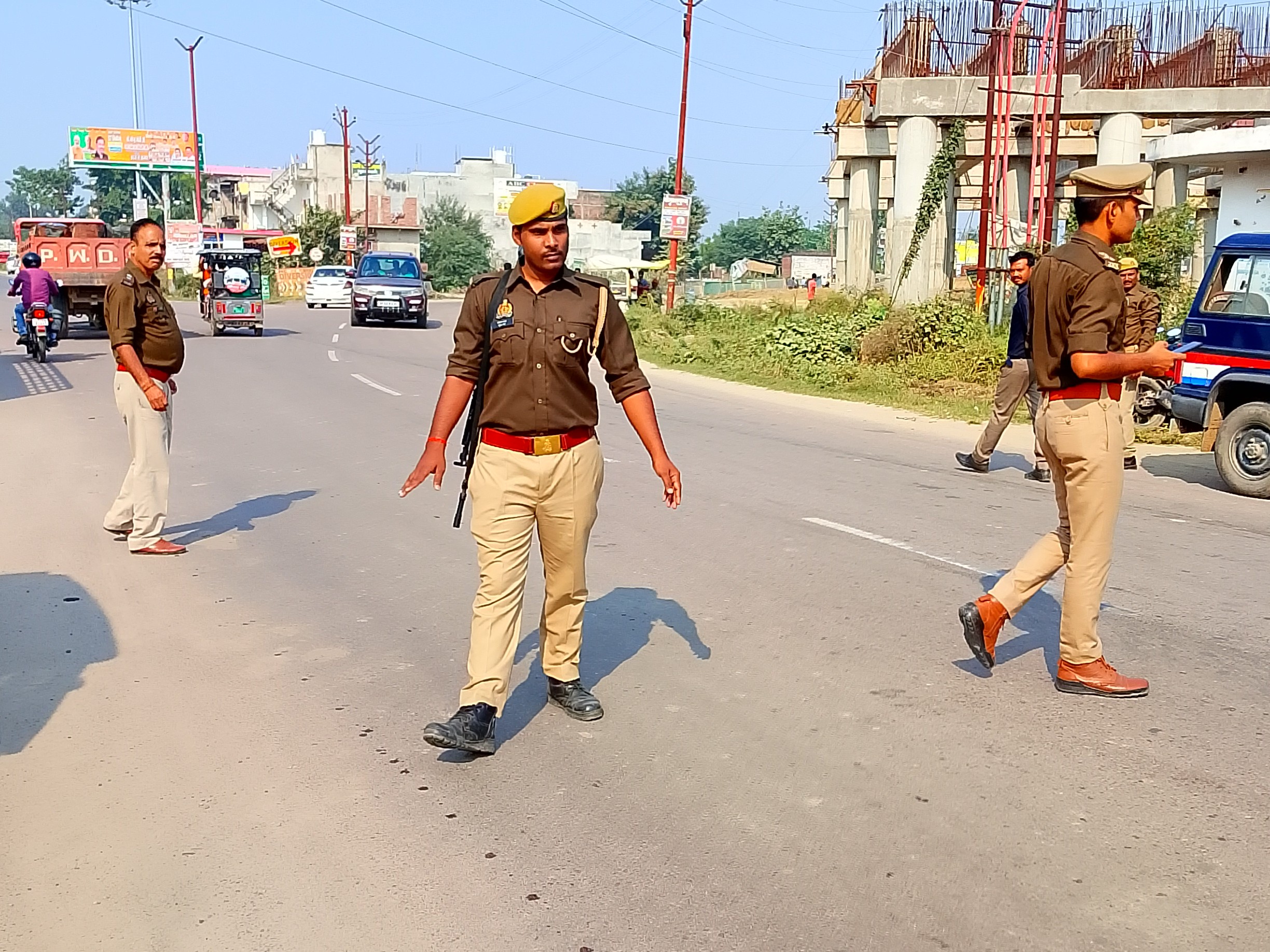 Helmet checking campaign in Pharenda, challans issued