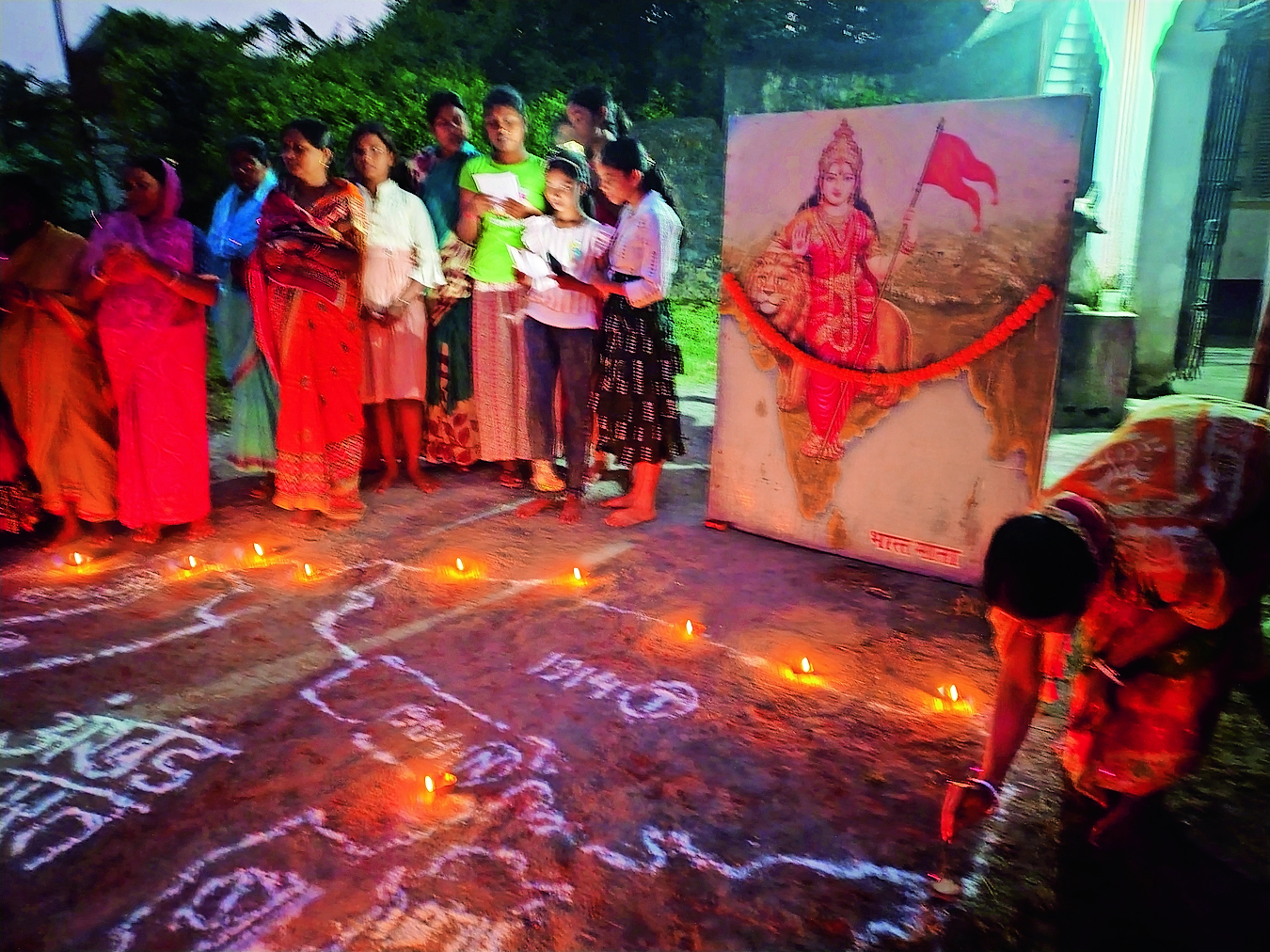 Map of India decorated with lamps in Galudih Shiva Temple premises ...