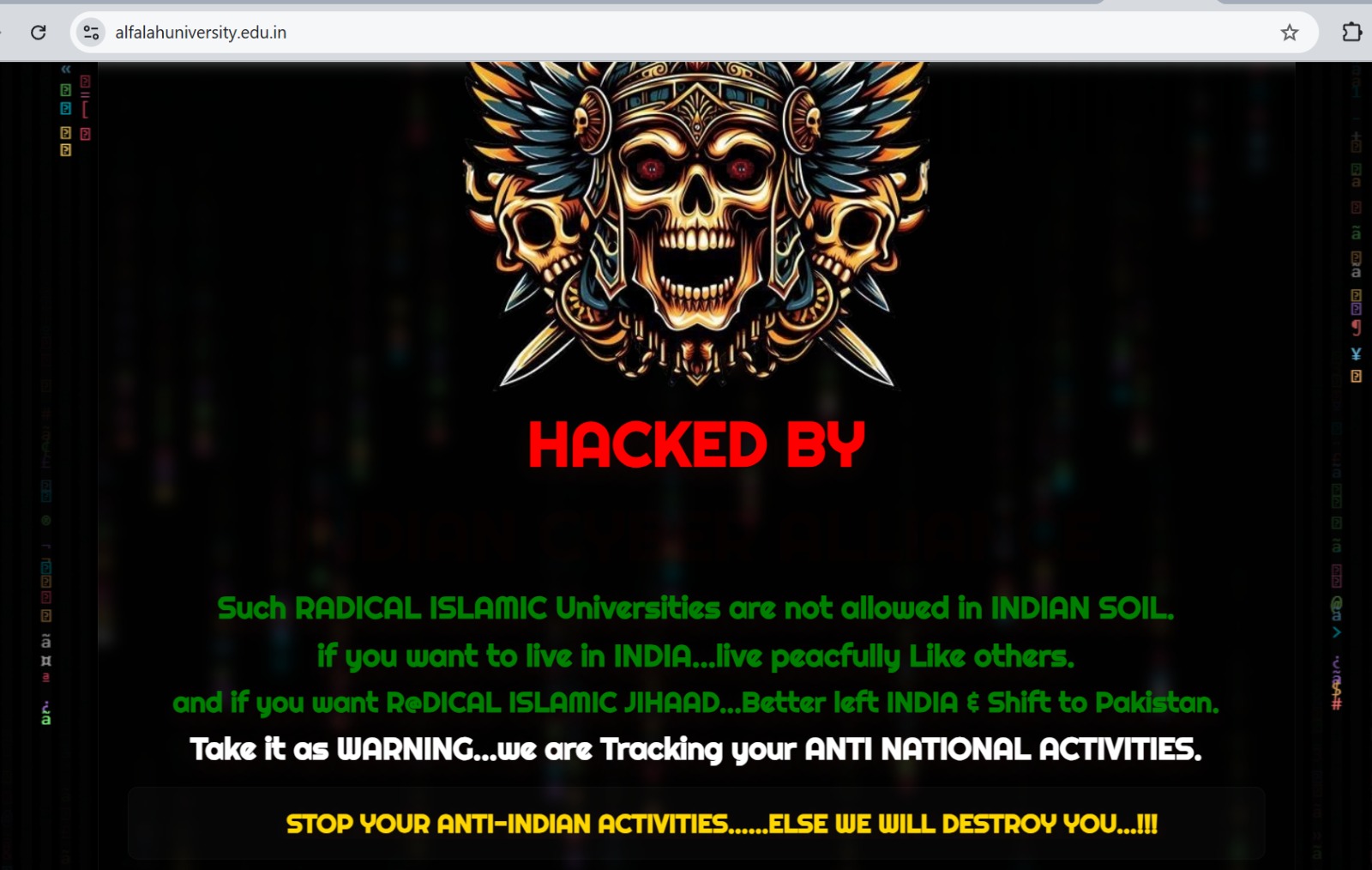 Faridabad's Al Falah University website hacked | फरिदाबादच्या अल फलाह विद्यापीठाची वेबसाइट हॅक ...