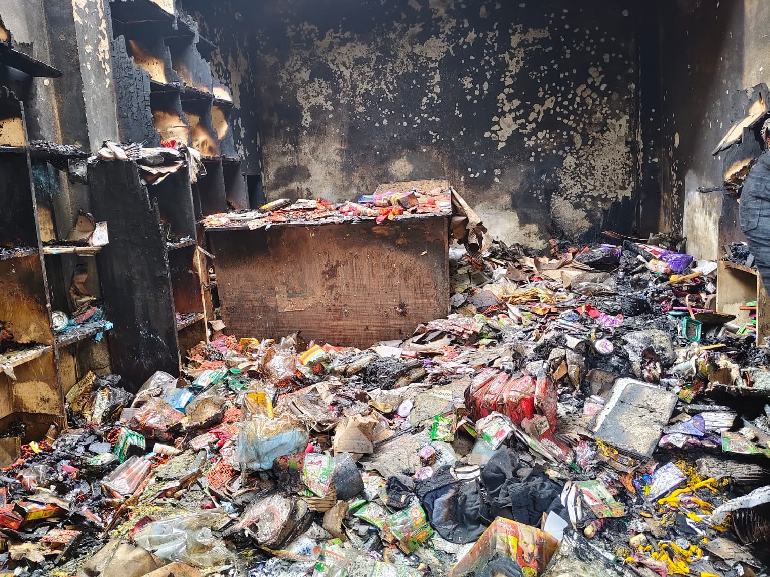 Fire broke out in a warehouse at Dahalan Chowk in Saharsa