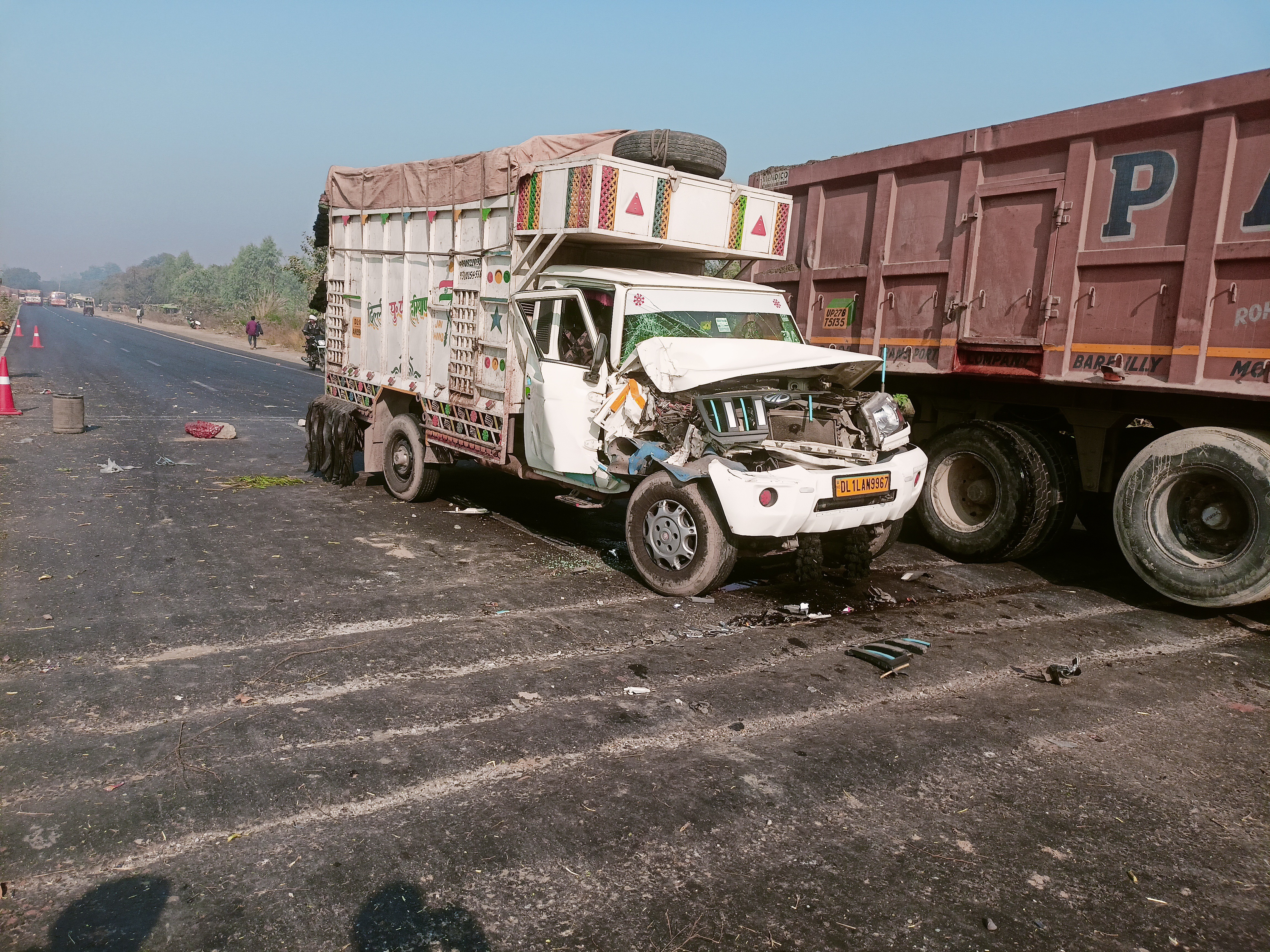 Pickup collided with tractor-trolley on National Highway