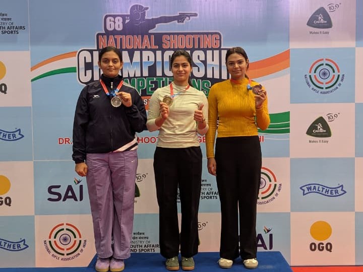 Manu Bhaker wins gold national Shooting Palak Gulia won bronze medal ...