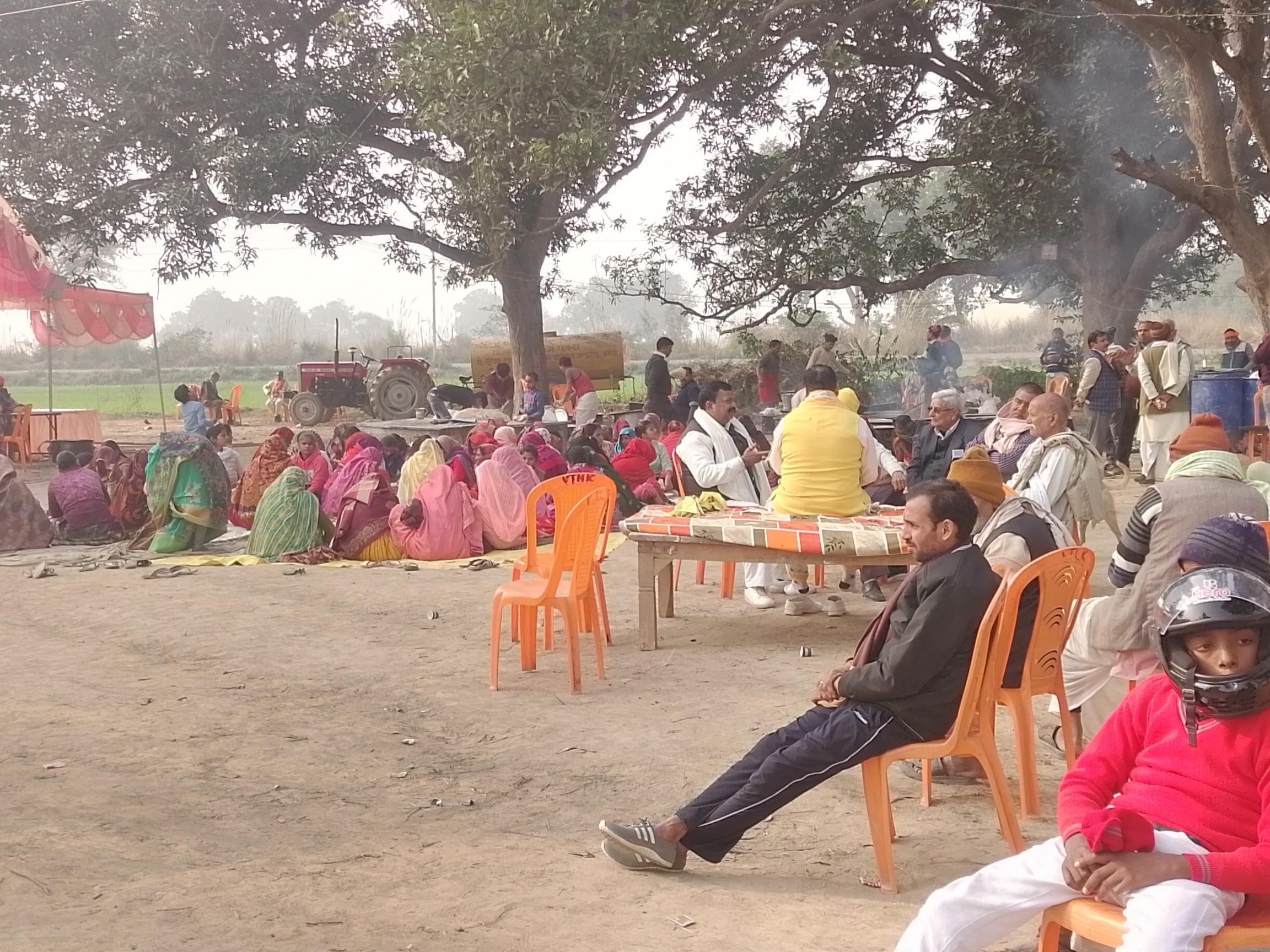 A huge feast was organised after the Srimad Bhagwat Katha in Balipur ...