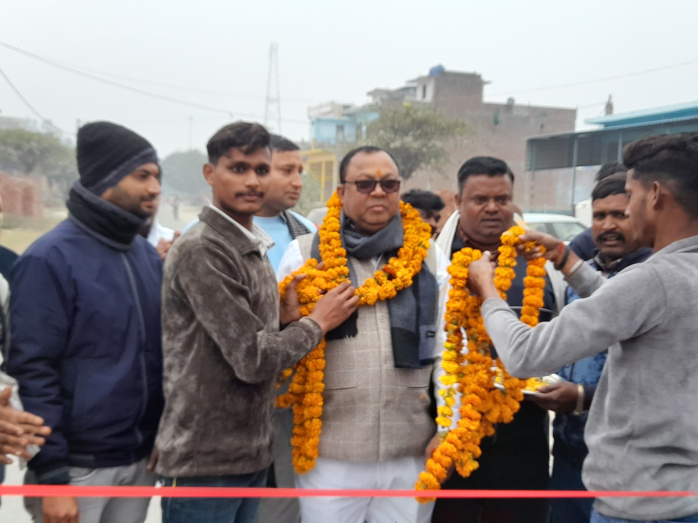 Social workers organised a race competition on New Year's Day.