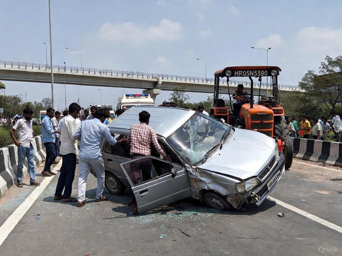 Kurukshetra tractor hit car collided overturned tree | Kurukshetra news