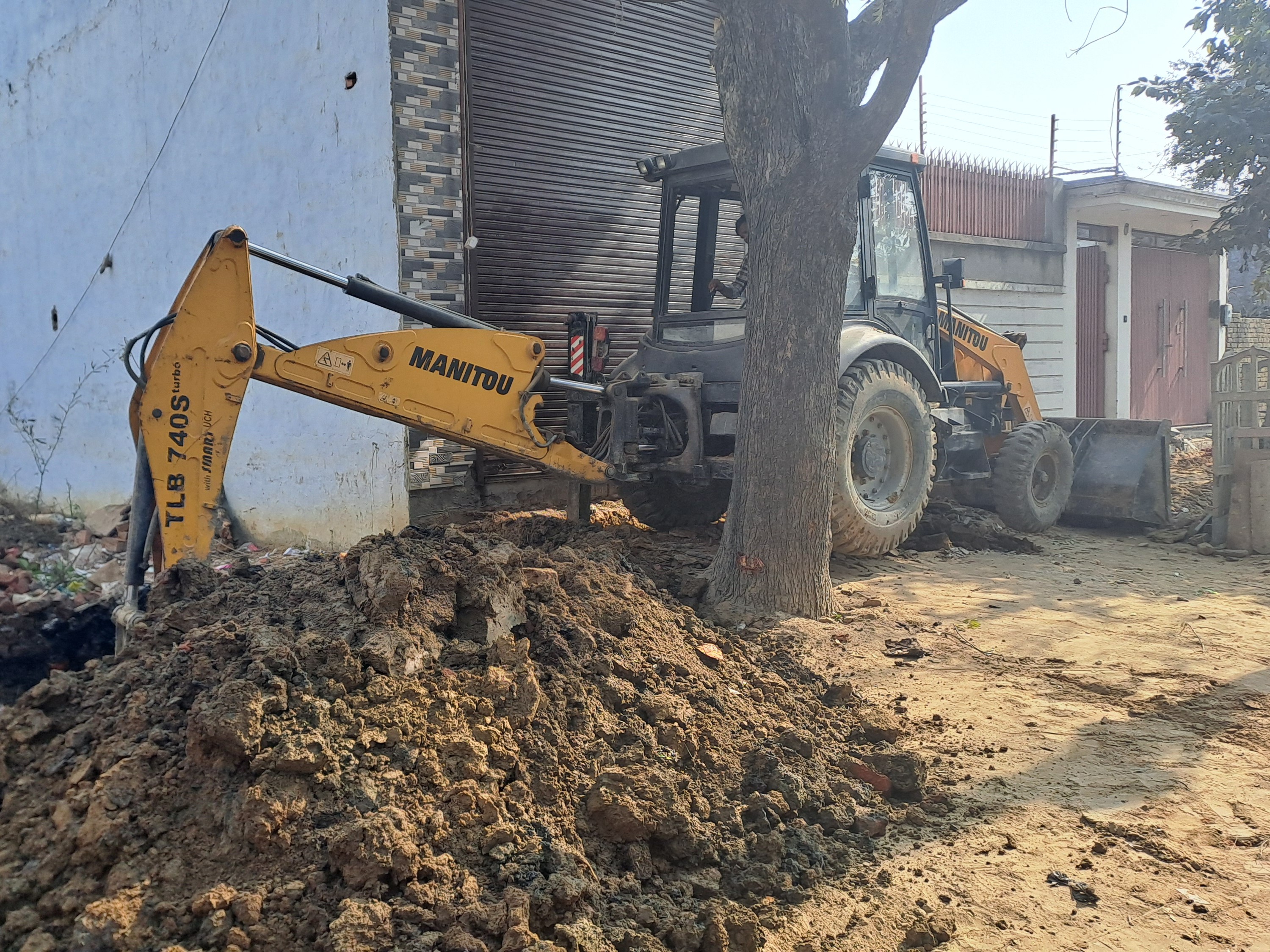 Mursan Encroachment Removal for Drain Construction | Excavator Used