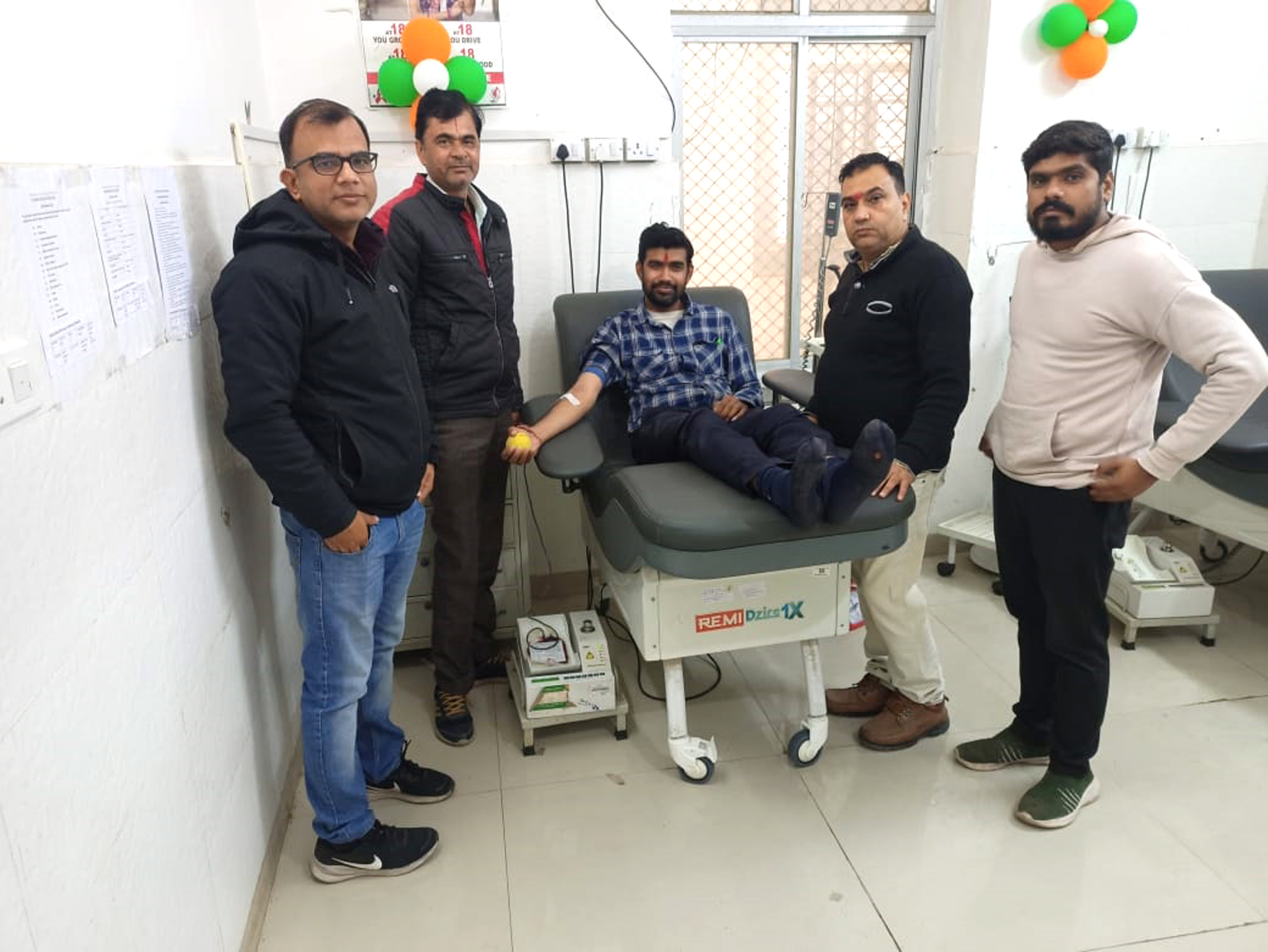 The employee donated blood for the 34th time.