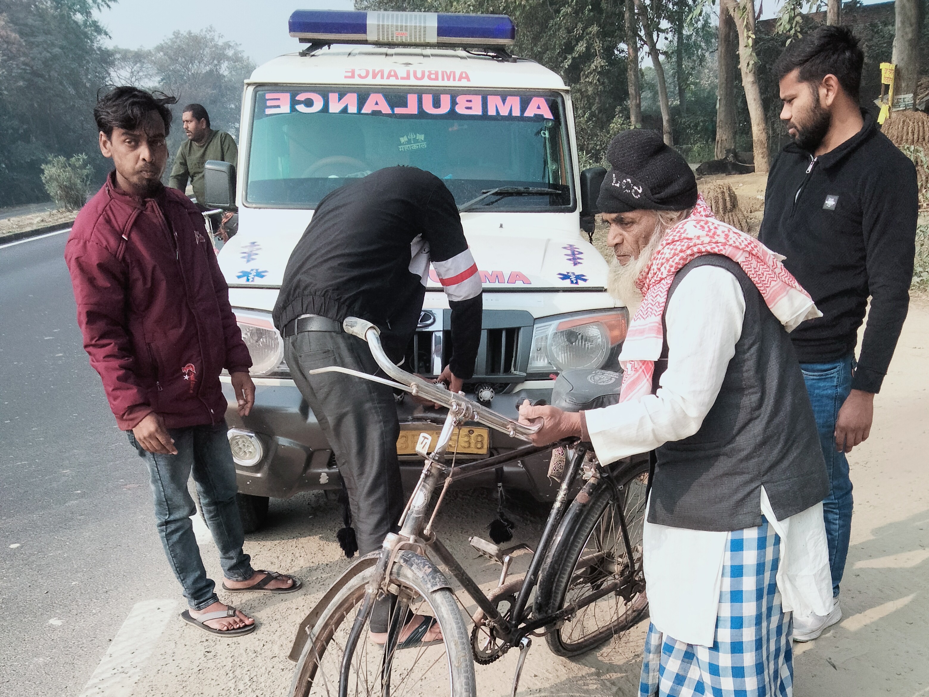 Ambulance Loses Control Overtaking Dumper, Hits Cyclist in Basti