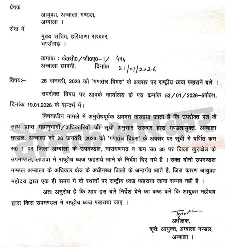 Haryana Govt Republic Day 26 January Flag Hoisting Notification ...