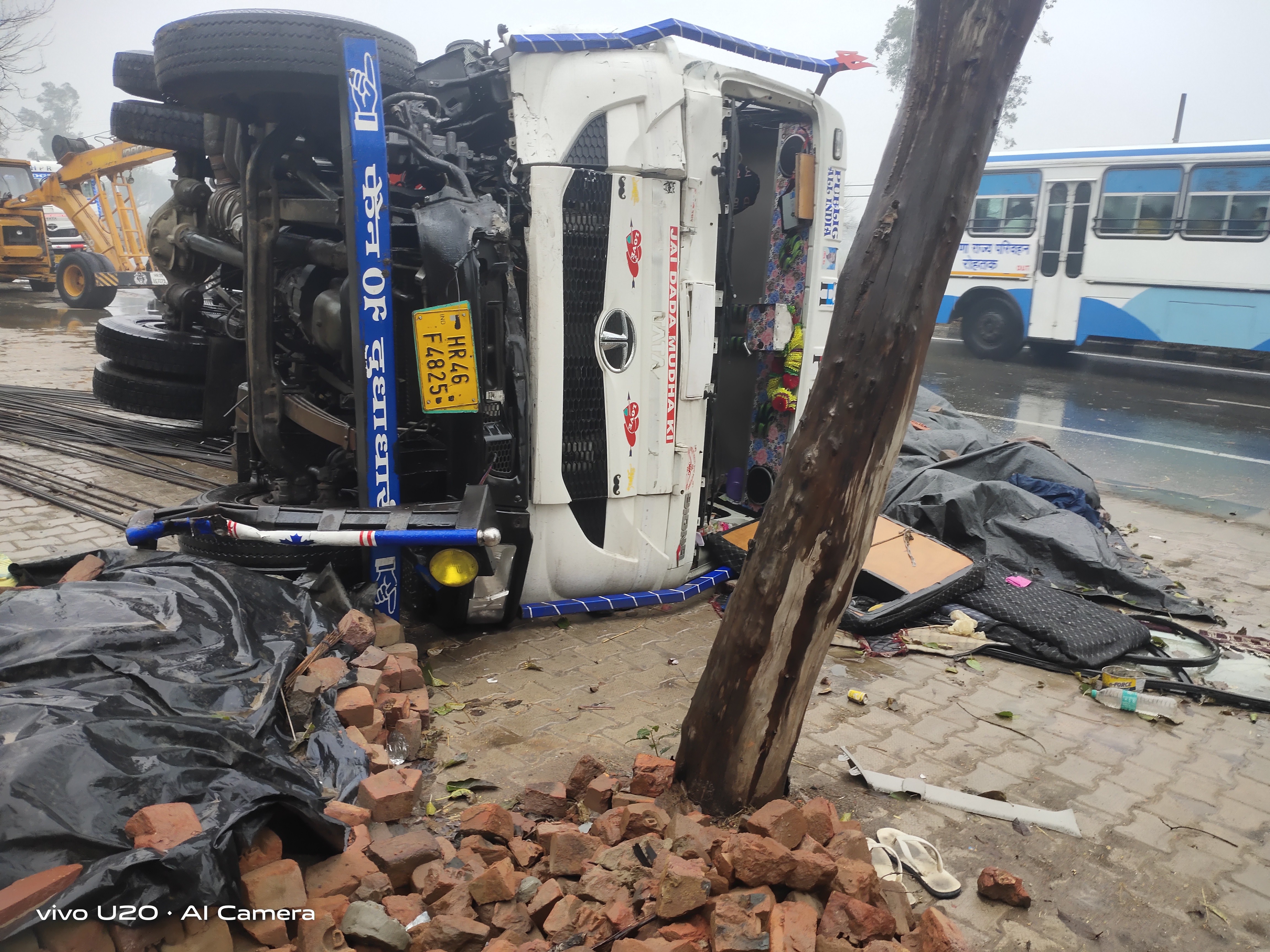 Panipat Accident: Mule Dies, Man Injured in Cement Trolley-Tempo Collision