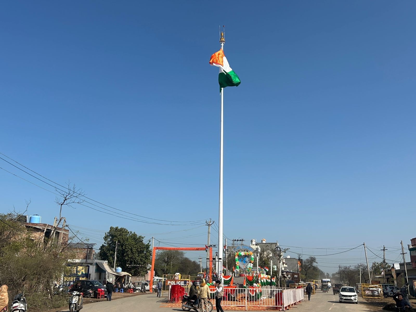 105-Foot National Flag Hoisted in Hansi Ahead of Republic Day