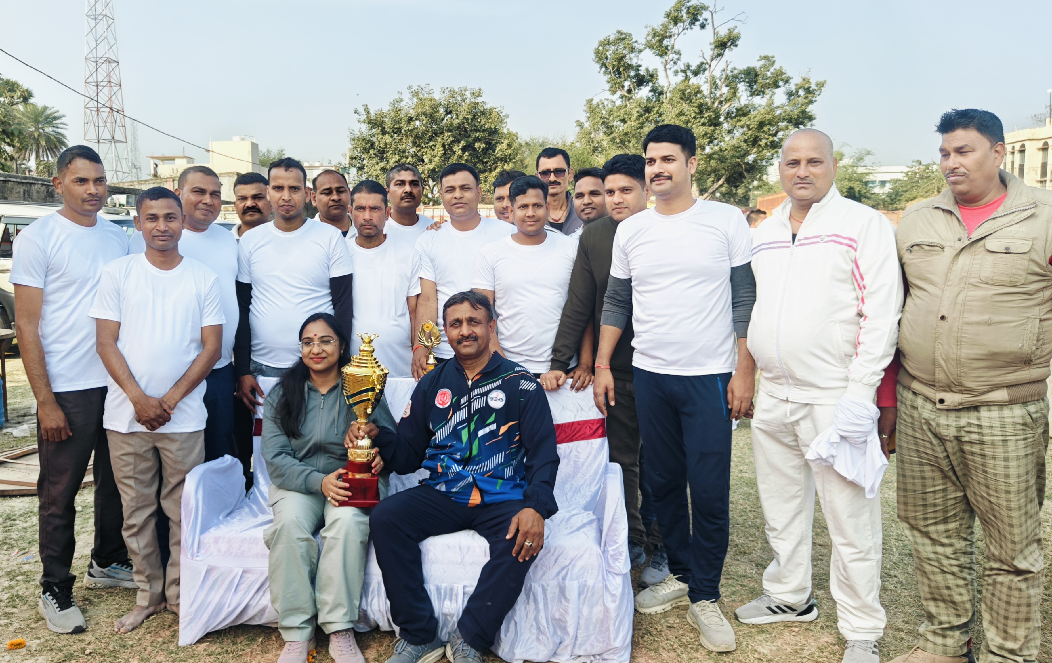 The administration team won 5-1 in fancy football.