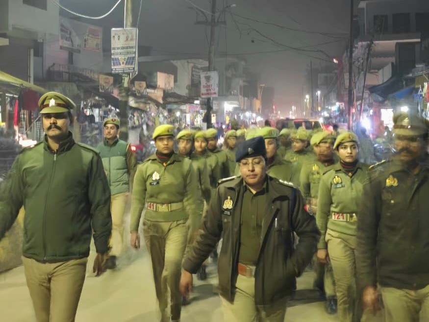 Tilhar CO Pedestrian Patrol Reviews Festive Security Arrangements