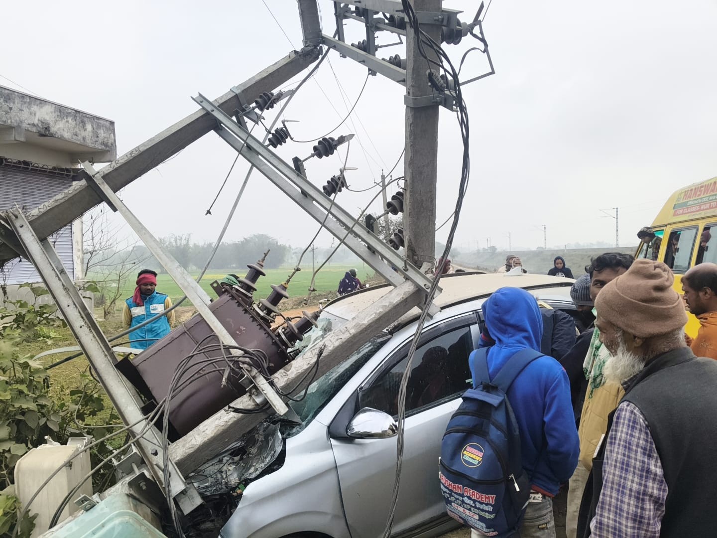 Supaul Electricity Supply Disruption: Car Hits Pole, Driver Flees ...