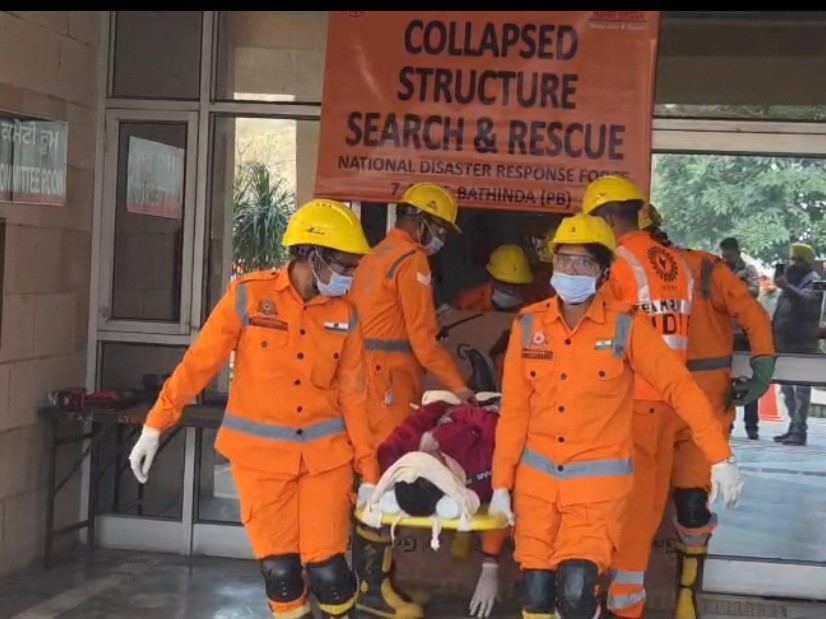 Patiala Mini Secretariat Holds Earthquake Mock Drill by NDRF
