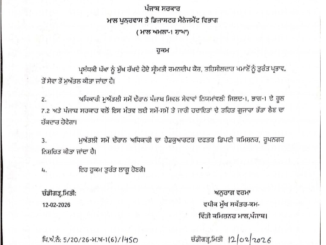 Tehsildar Suspended Fatehgarh Sahib | Khamano Complaints