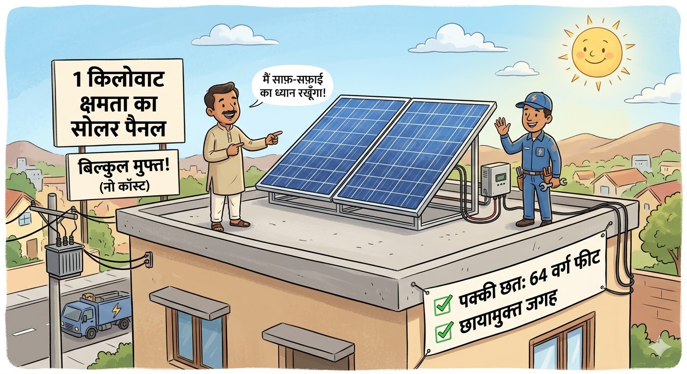 BPL Free Solar Panel; 1 KW 2 Solar Plate Panel Installation | Kutir ...