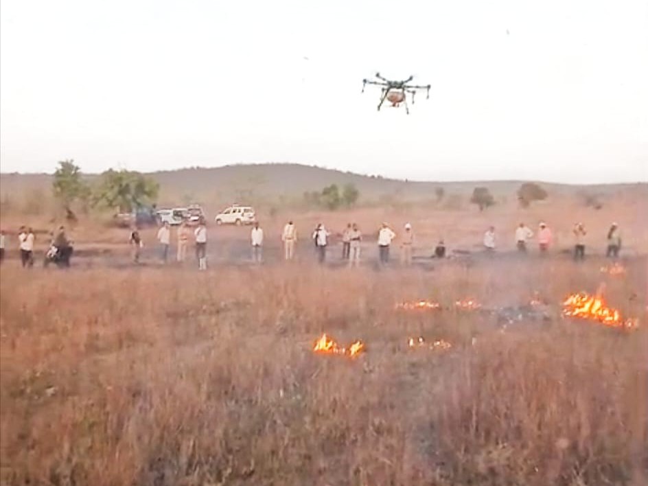 Panna Drone Aerial Fire Fighting Launch | Forest Management New Chapter