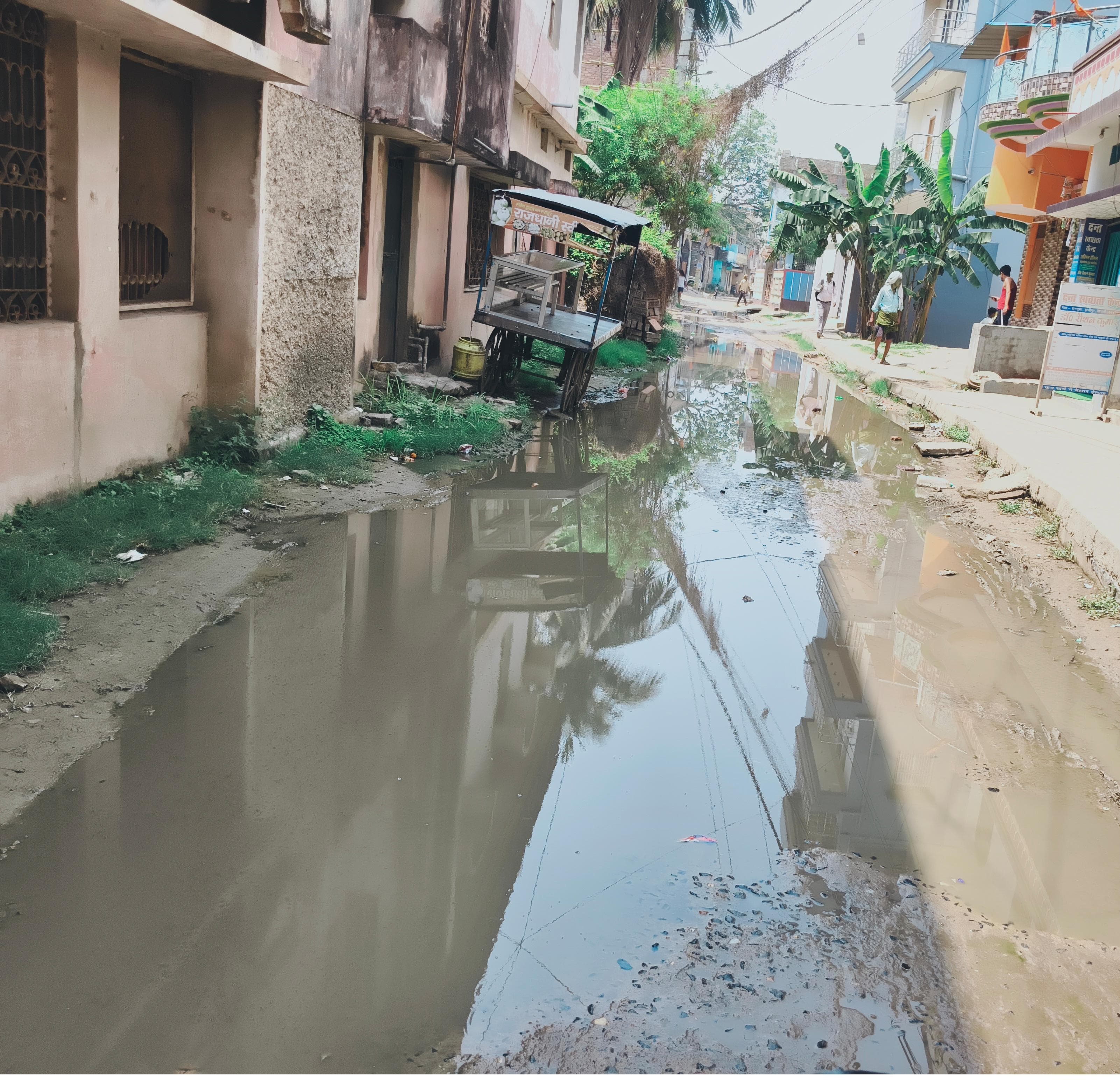 Waterlogging on the road in Municipal Council Ward 8 throughout the year