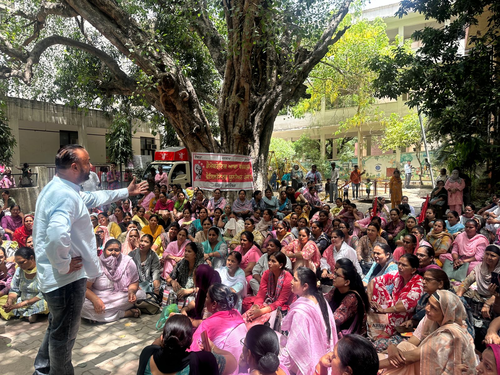 Asha workers and facilitators staged a sit-in protest against non ...