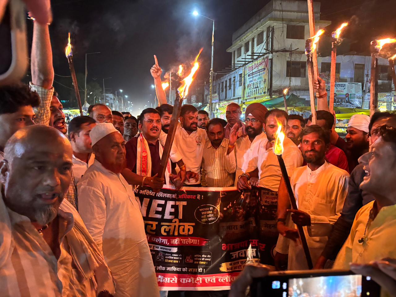 Youth Congress takes out torchlight procession to protest NEET paper leak