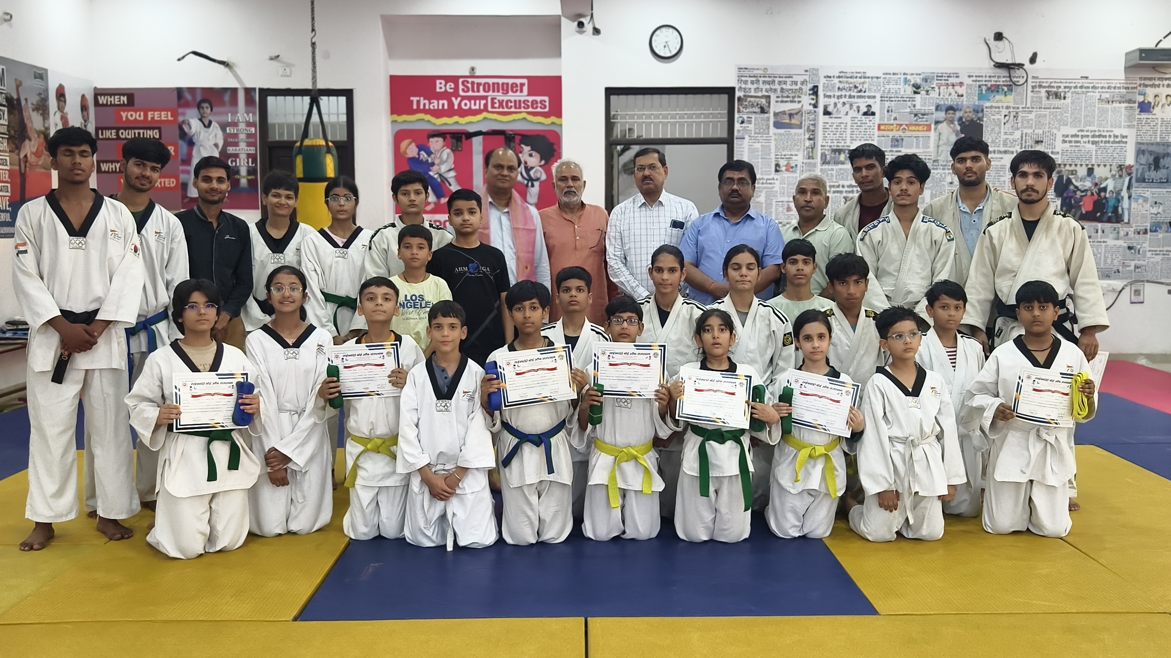 Shivani, Bhavishya and Himanshi became black belt holders. Shivani is ...
