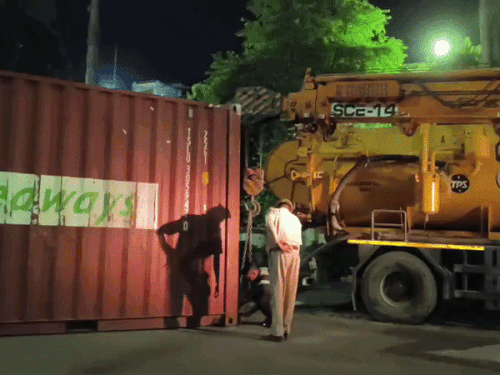 Chittorgarh Container Overturn | Father-Son Narrow Escape